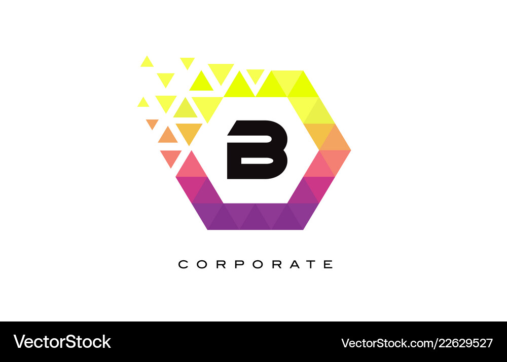 B colorful hexagon shaped letter logo design Vector Image