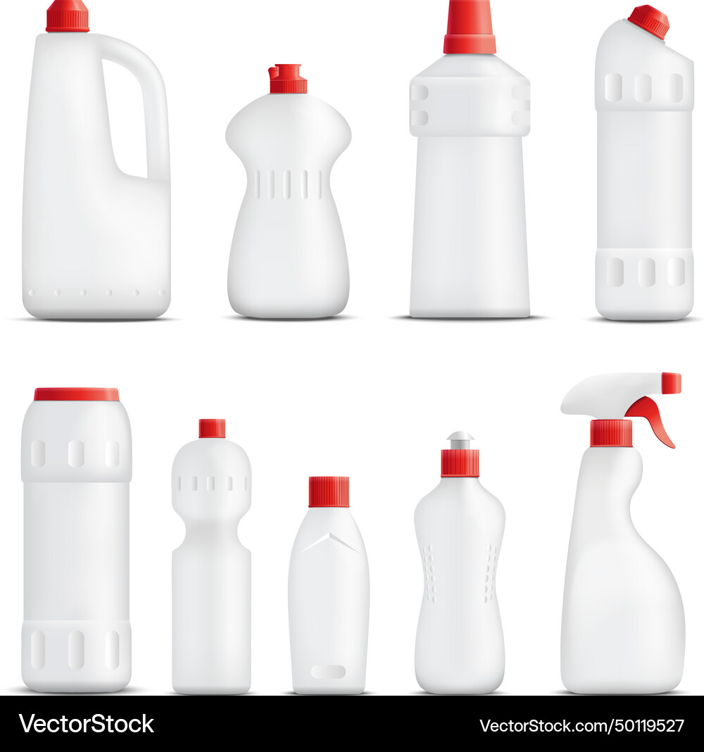 Cleaning product bottles collection Royalty Free Vector