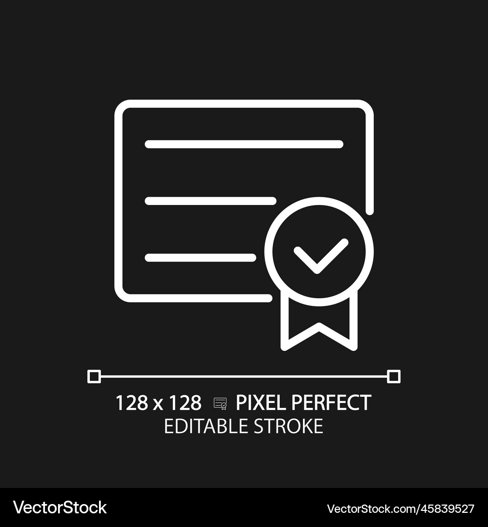 Diploma with check mark pixel perfect white Vector Image