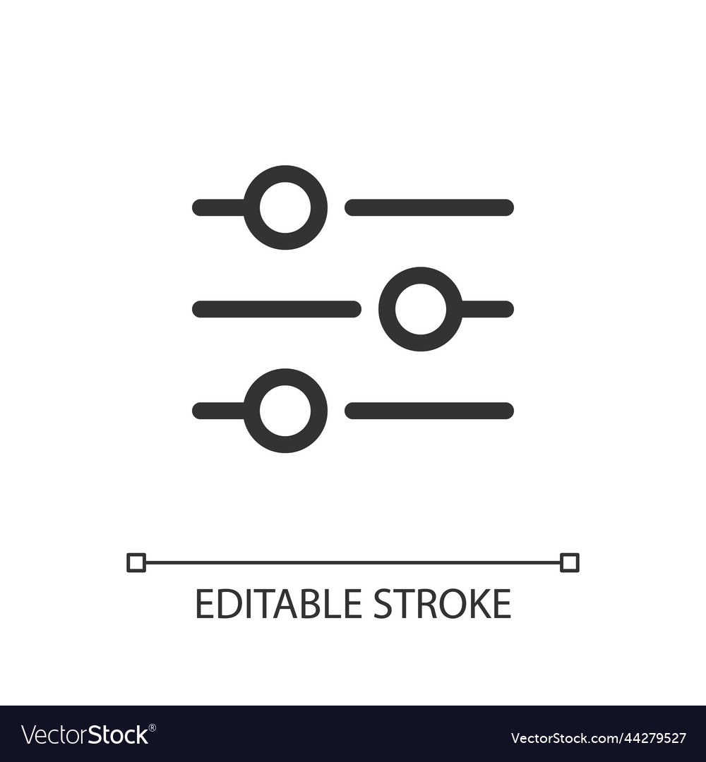 Filters button pixel perfect linear ui icon Vector Image