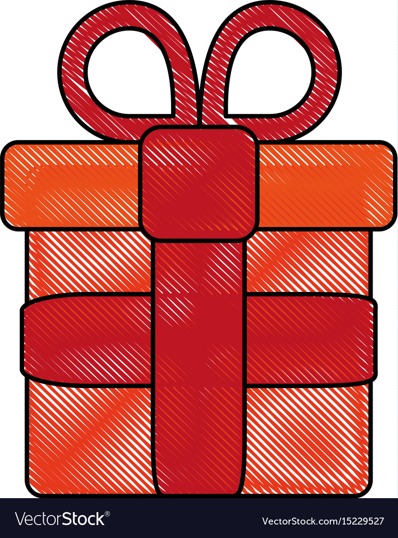 Gift flat scribble Royalty Free Vector Image - VectorStock
