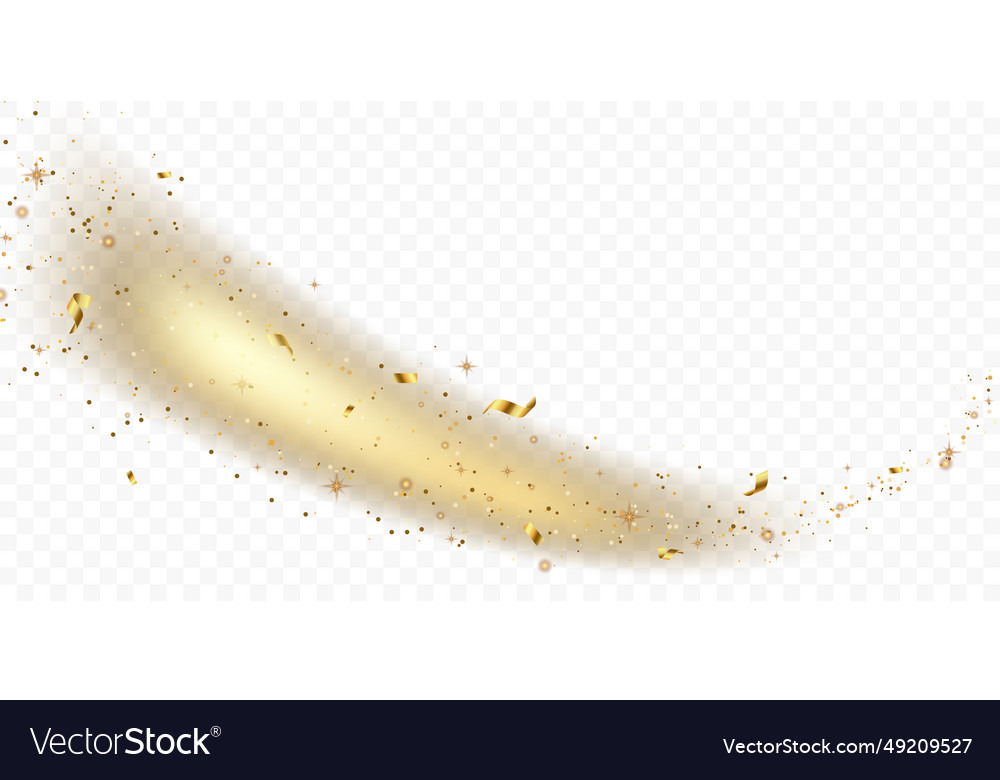 Golden confetti and zigzag ribbon falling from Vector Image