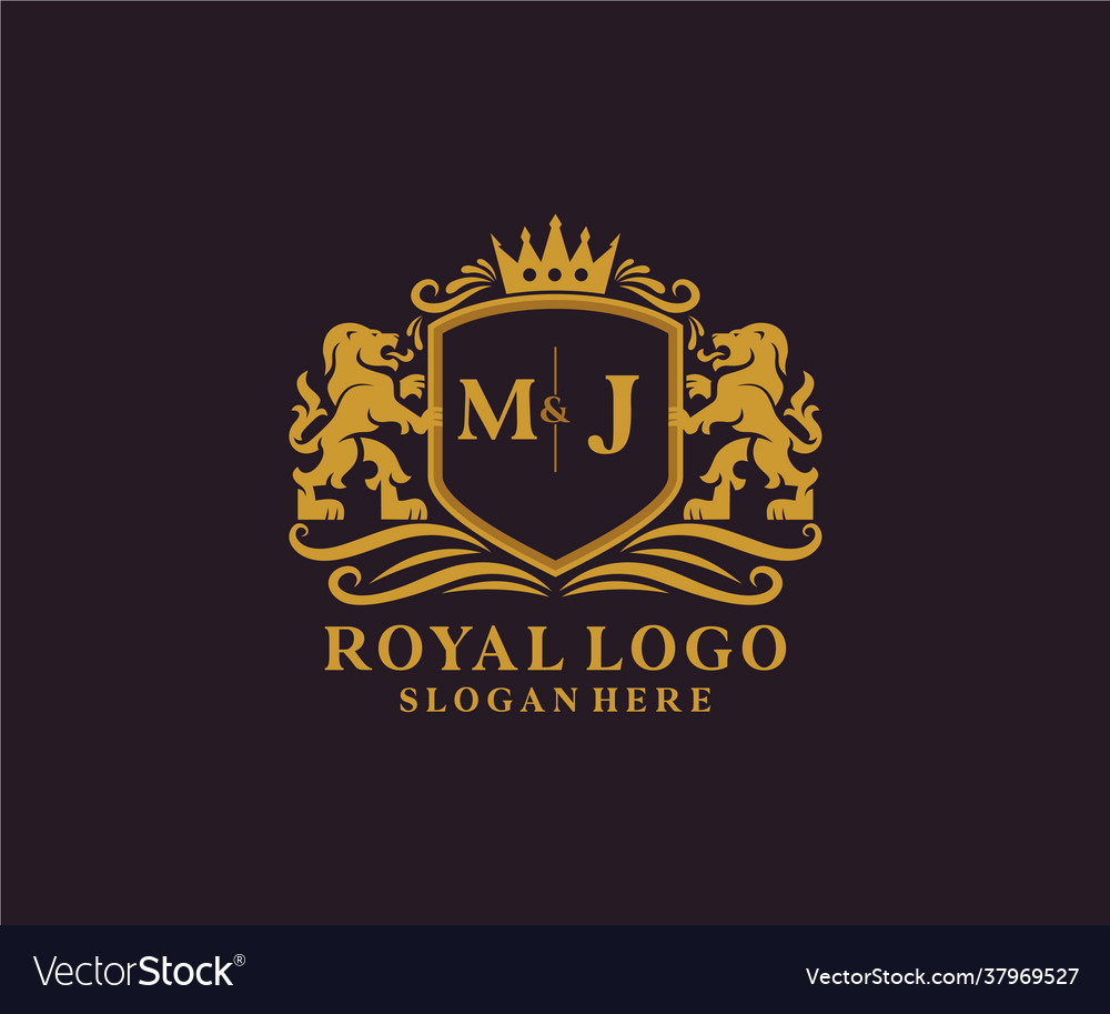 Initial mj letter lion royal luxury logo template Vector Image Initial mj letter lion royal luxury logo template Vector Image