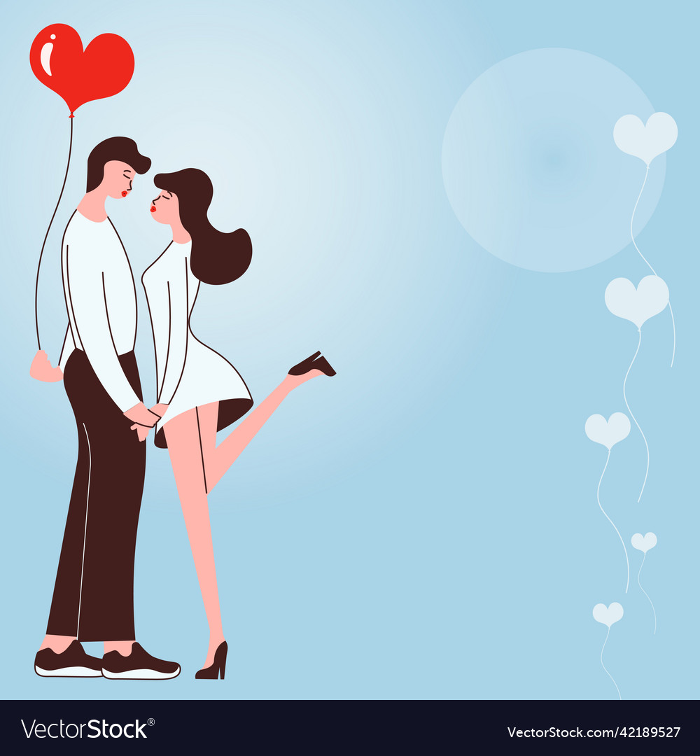 Lovely couple holding hands ready to kiss shows Vector Image