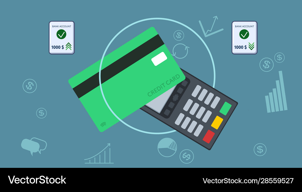 Payment terminal and debit credit card Royalty Free Vector