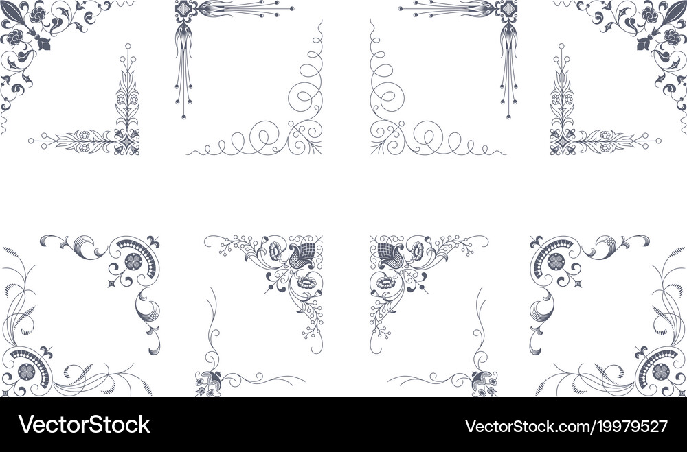 Set of decorative corner ornaments Royalty Free Vector Image