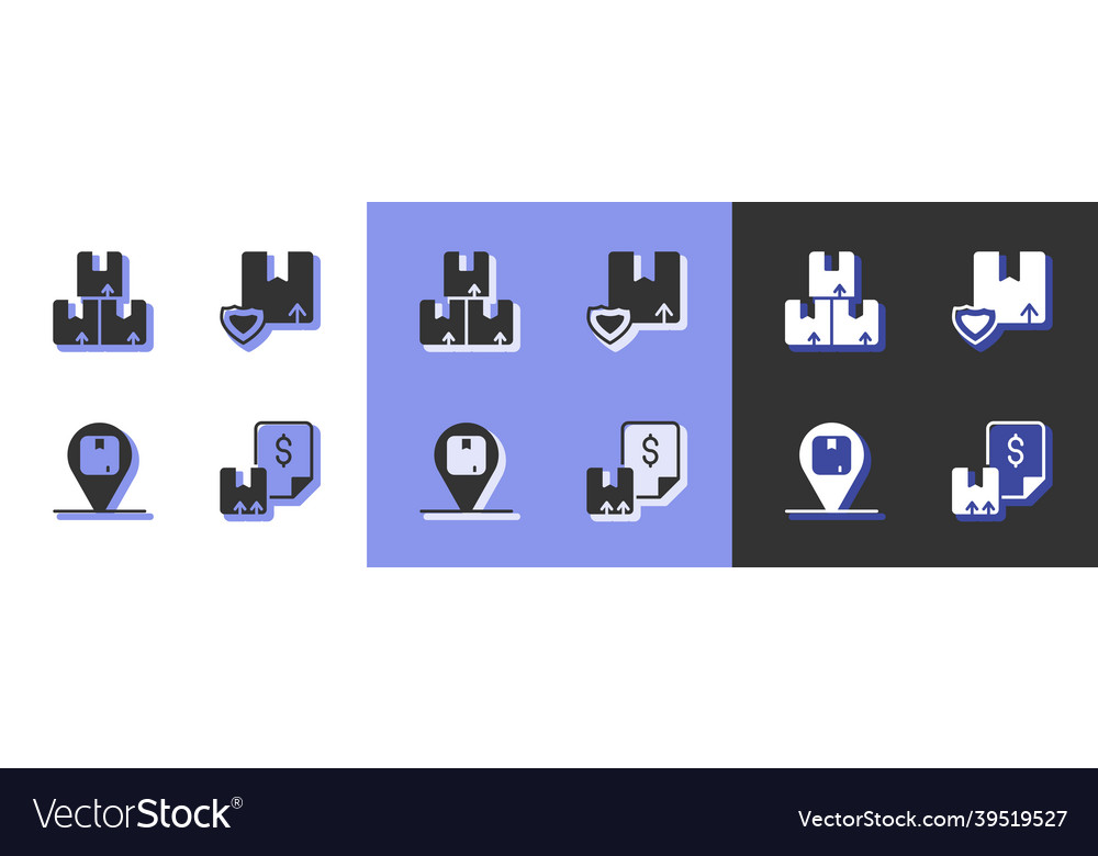 Set waybill carton cardboard box location Vector Image