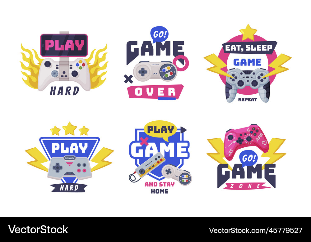 Video game play zone badge or label with Vector Image