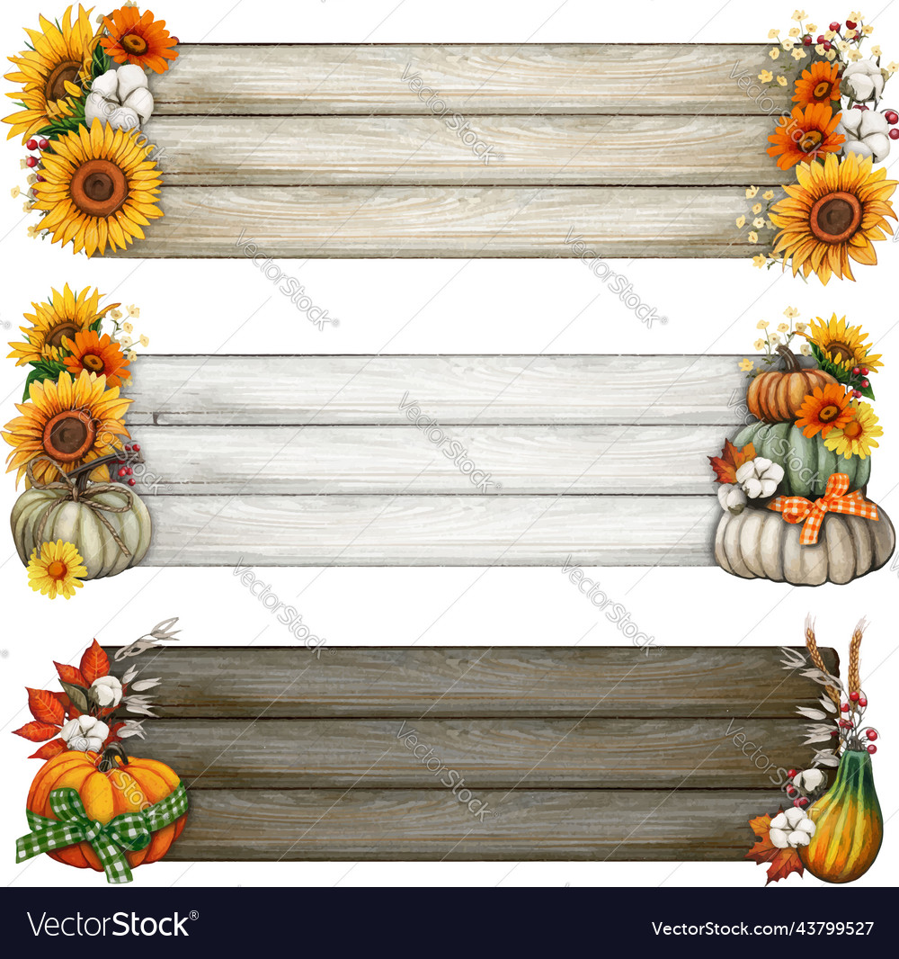 Watercolor hand drawn fall banners with sunflowers Watercolor hand drawn fall banners with sunflowers
