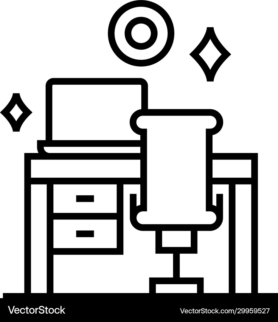 Workplace cleaning line icon concept sign Vector Image