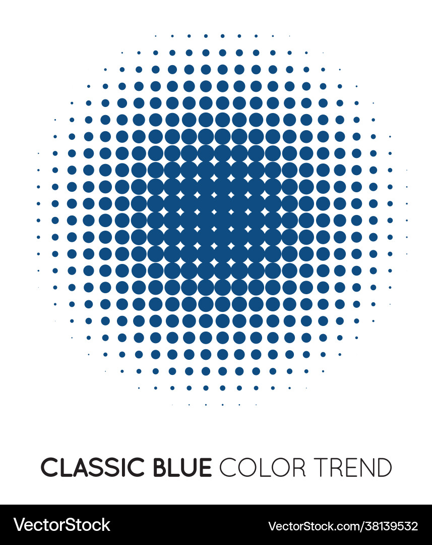 Classic blue trendy color circle in halftone Vector Image