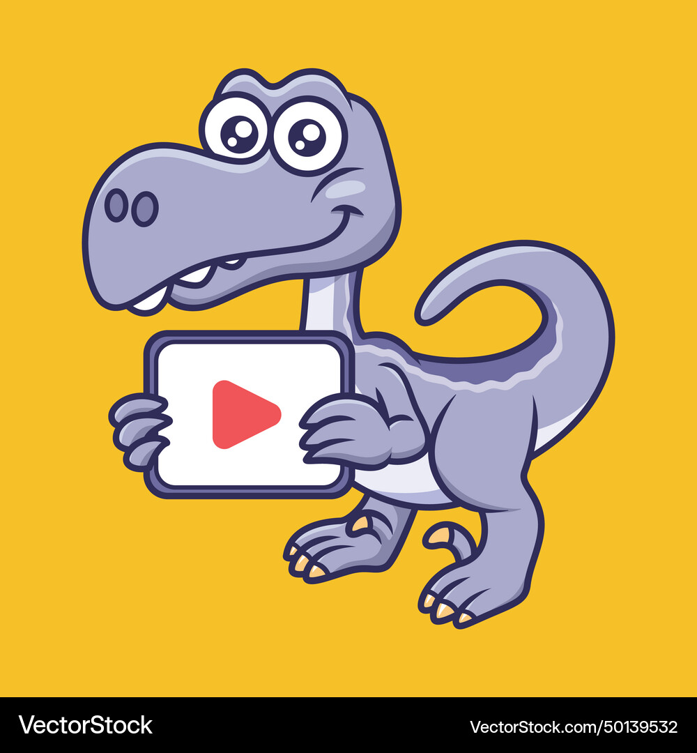 Cute dinosaur velociraptor character cartoon Vector Image