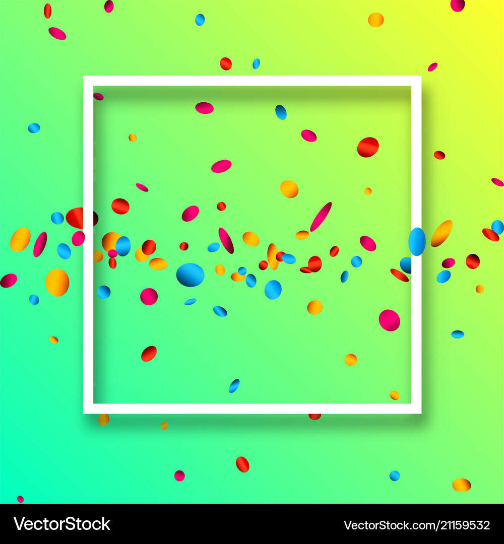 Green festive background with colorful confetti Vector Image