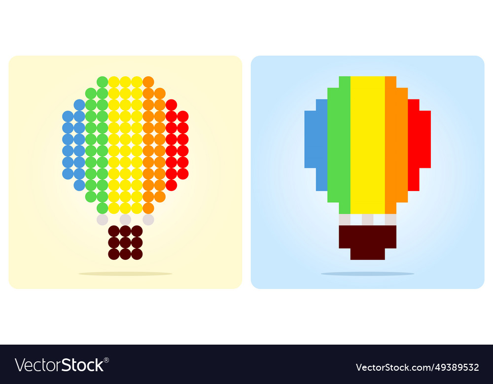 Hot air balloon in pixel art Royalty Free Vector Image