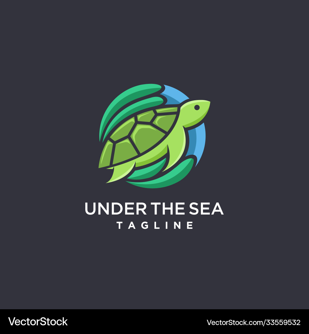 Modern colorful coral logo turtle icon Royalty Free Vector