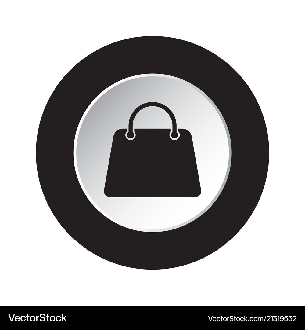 Round black and white button - handbag bag icon Vector Image