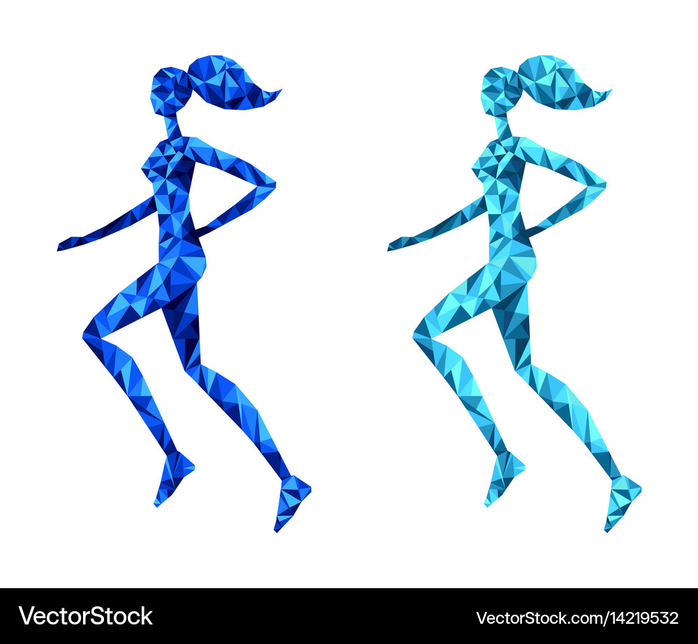 Running young woman abstract polygonal Royalty Free Vector
