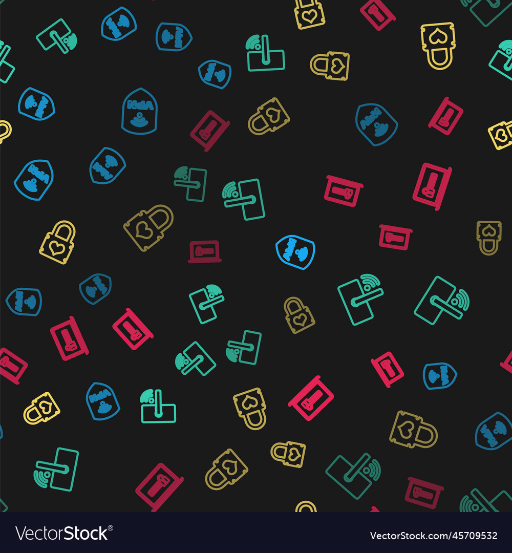 Set Line Shield With Vpn Wireless Digital Door Vector Image