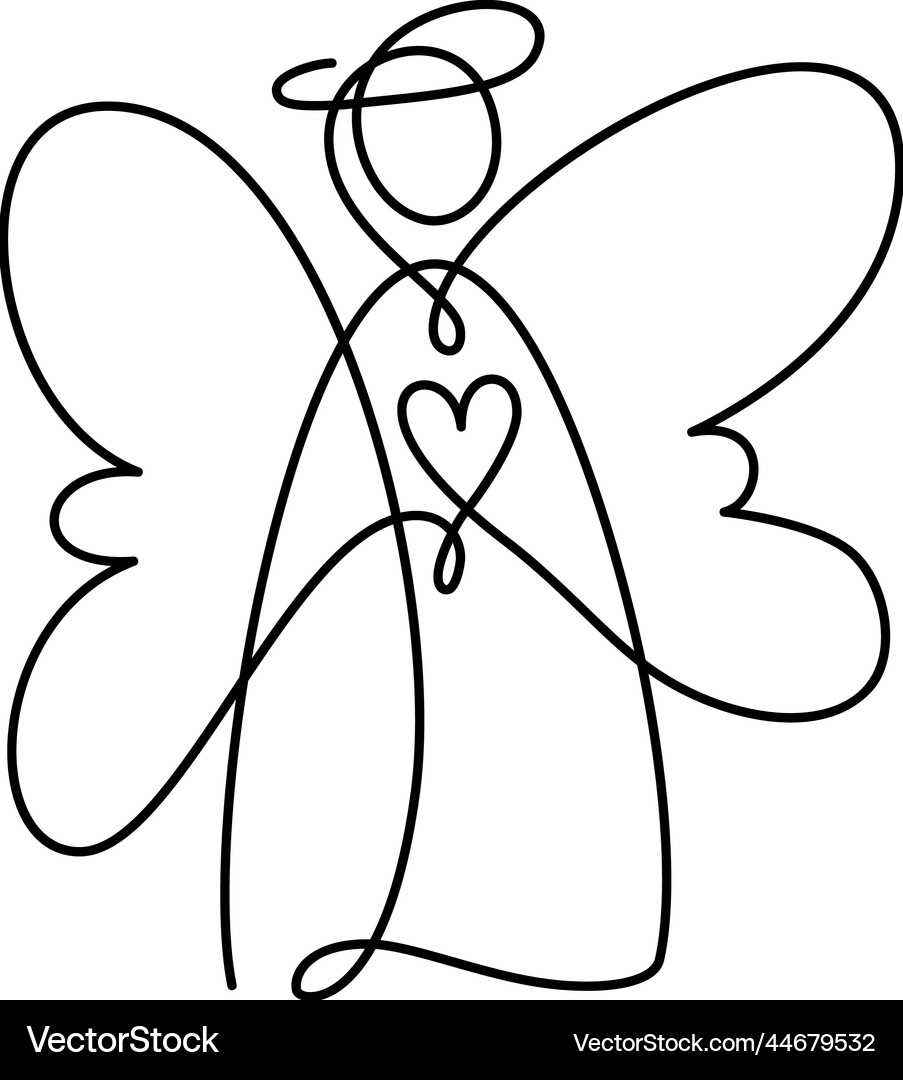 Simple christmas angel with heart Royalty Free Vector Image