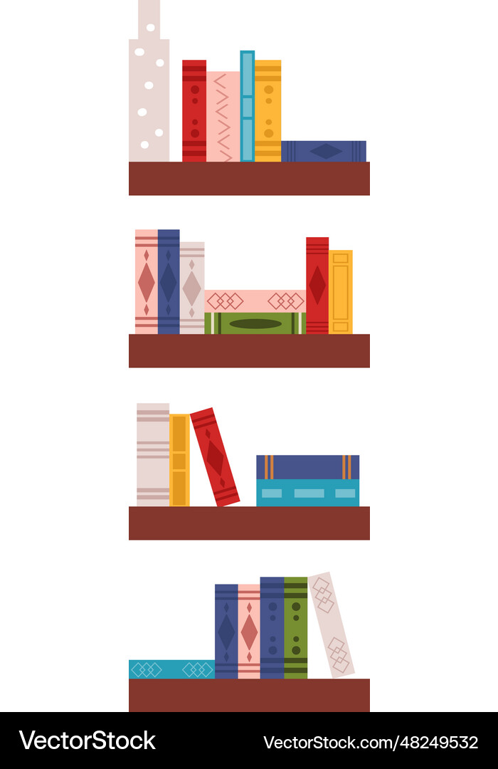 Wooden bookcase with books Royalty Free Vector Image