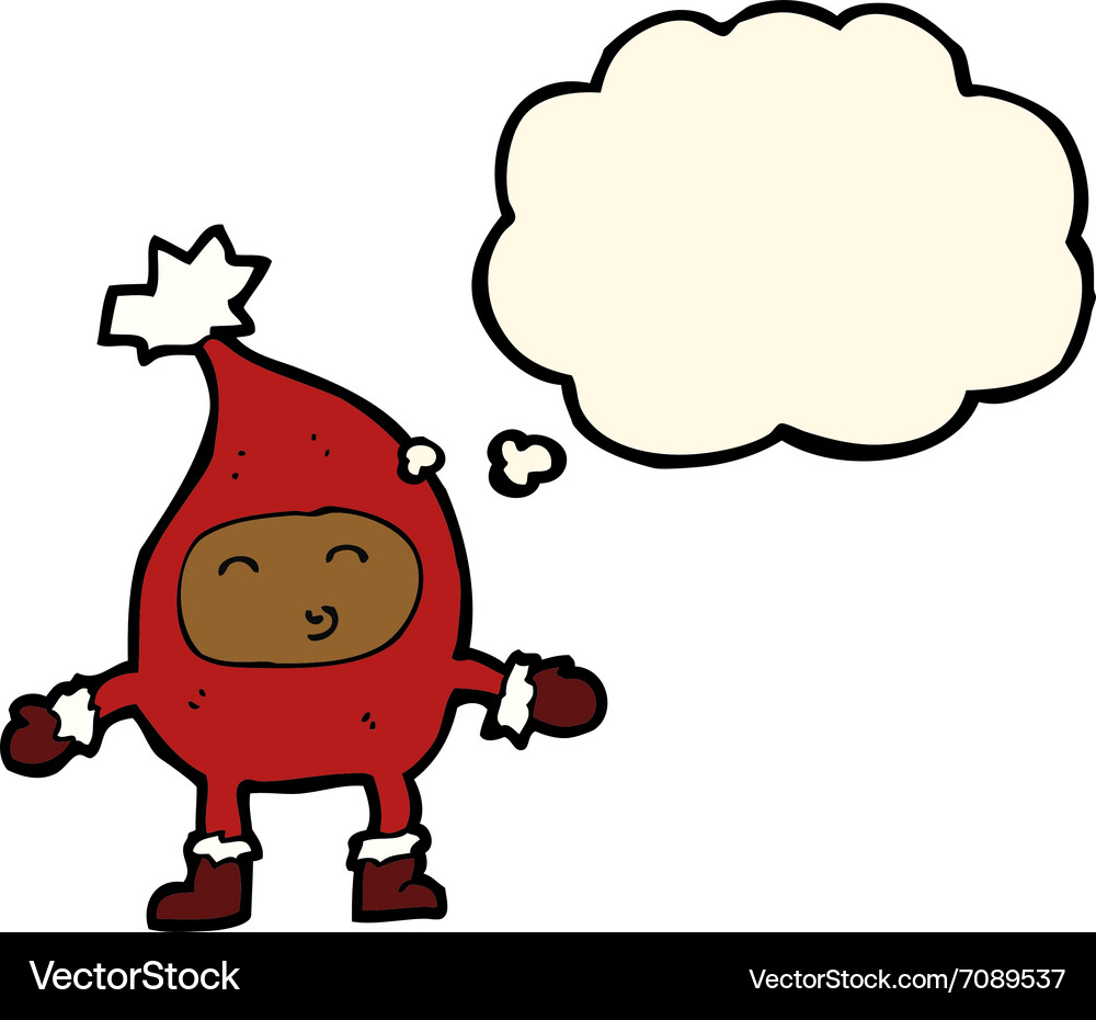 Cartoon funny christmas character with thought Vector Image