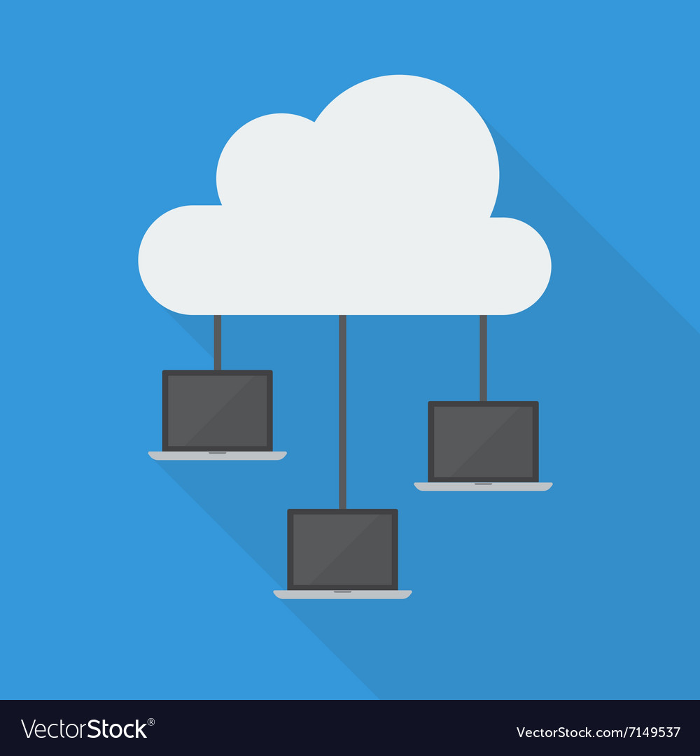 Cloud computing laptop network Royalty Free Vector Image