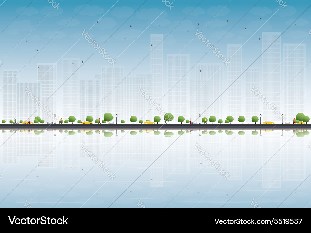 Colorful city panorama Royalty Free Vector Image