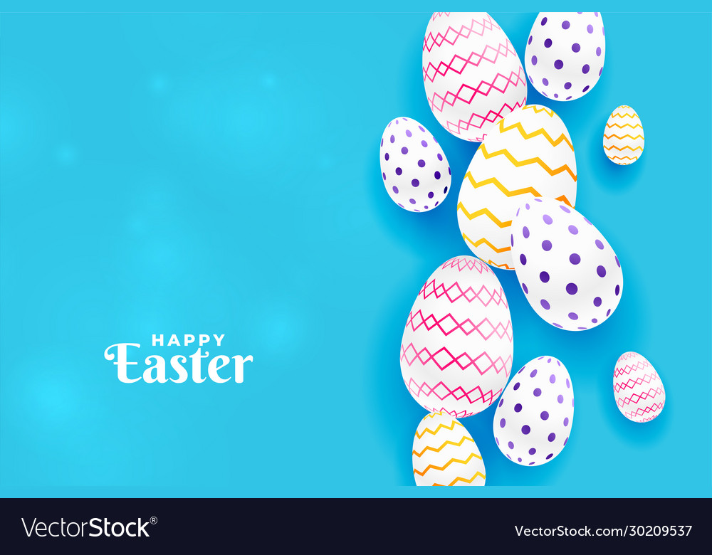 Colorful easter pattern egg in blue background Vector Image