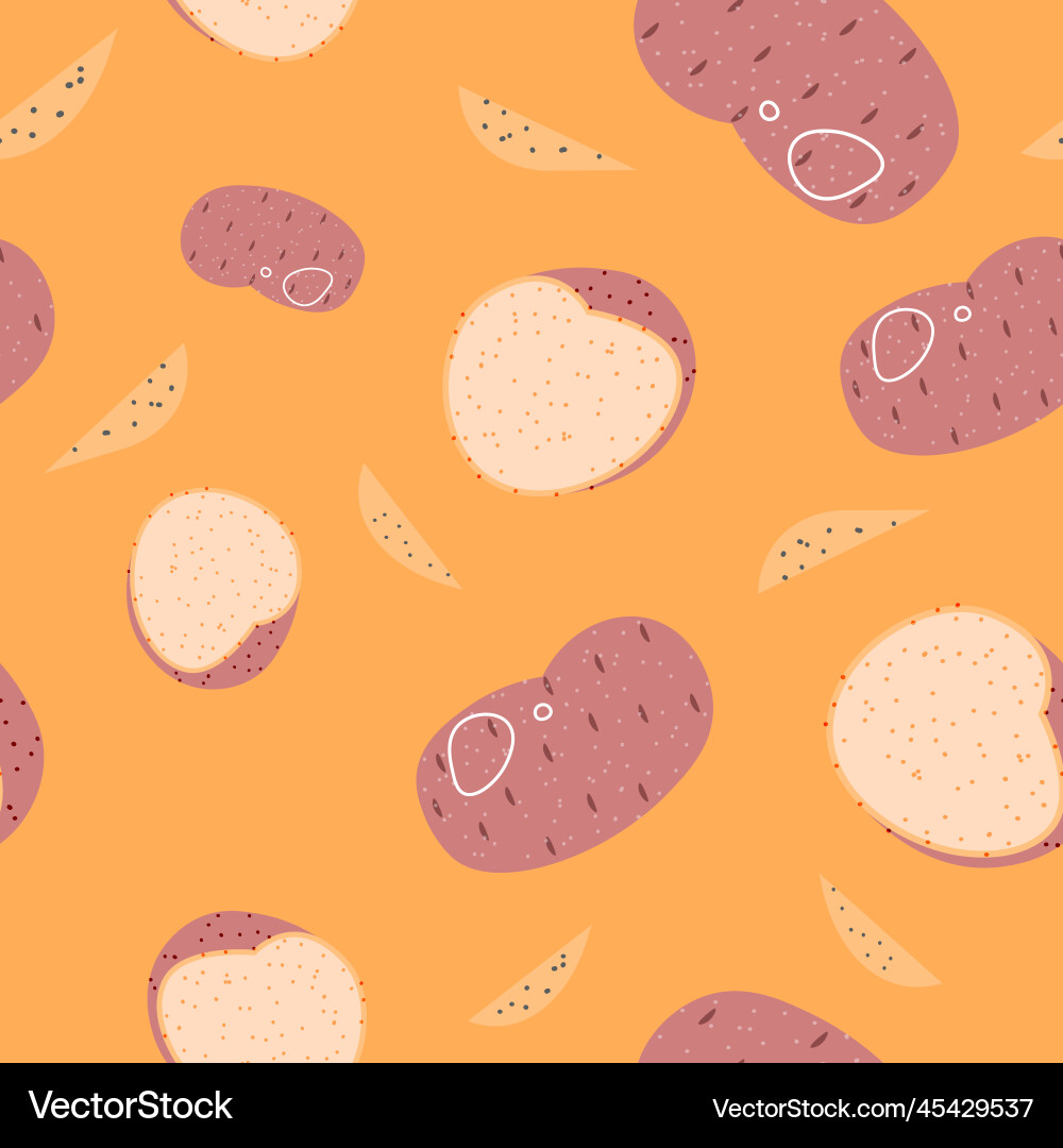 Fresh potato vegetables farm food pattern print Vector Image
