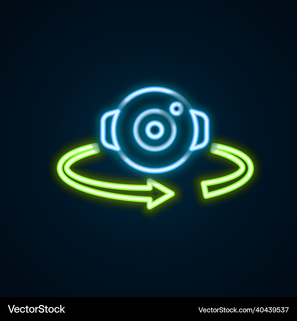 Glowing neon line 360 degree view icon isolated Vector Image