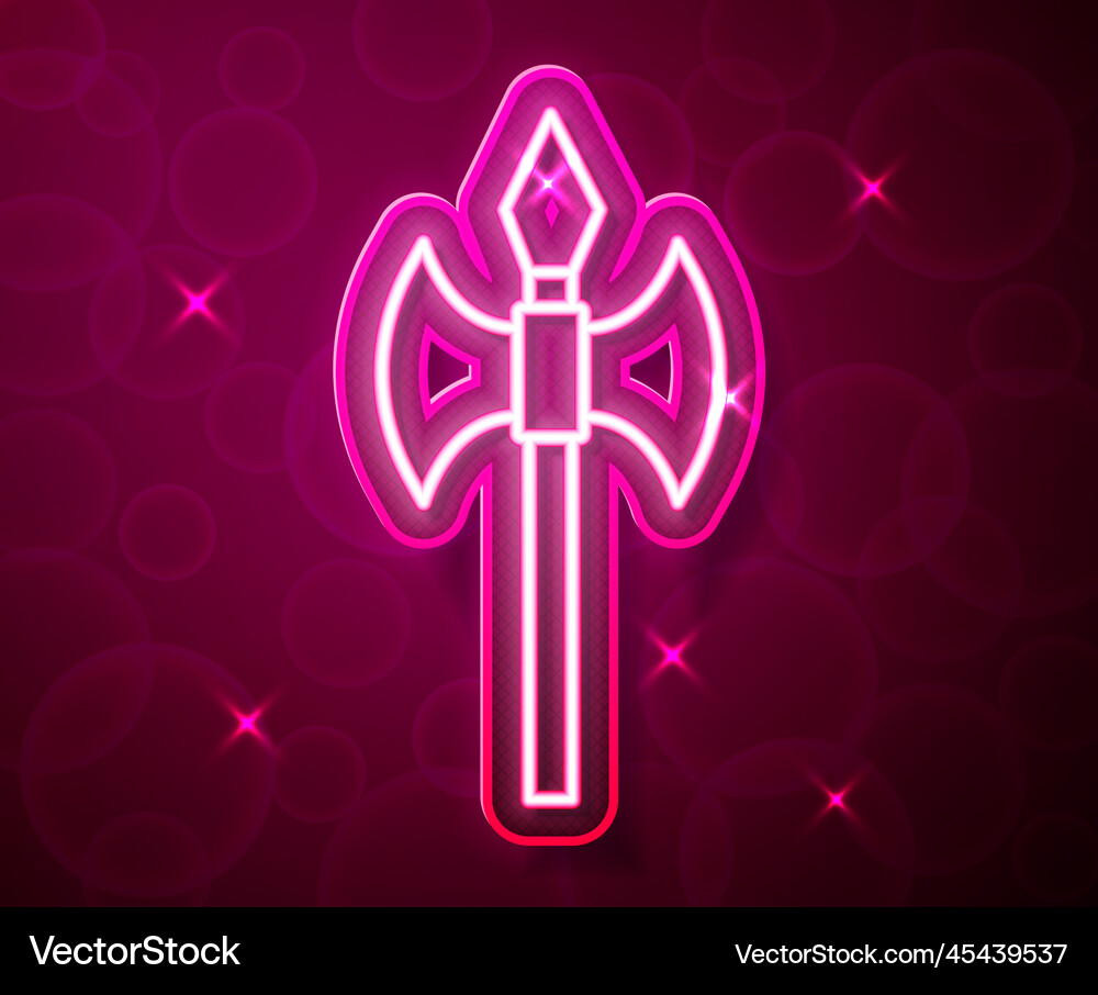 Glowing neon line medieval axe icon isolated Vector Image