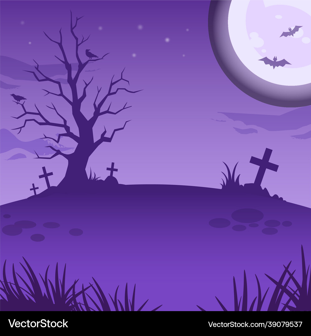 Halloween night with big glowing moon Royalty Free Vector