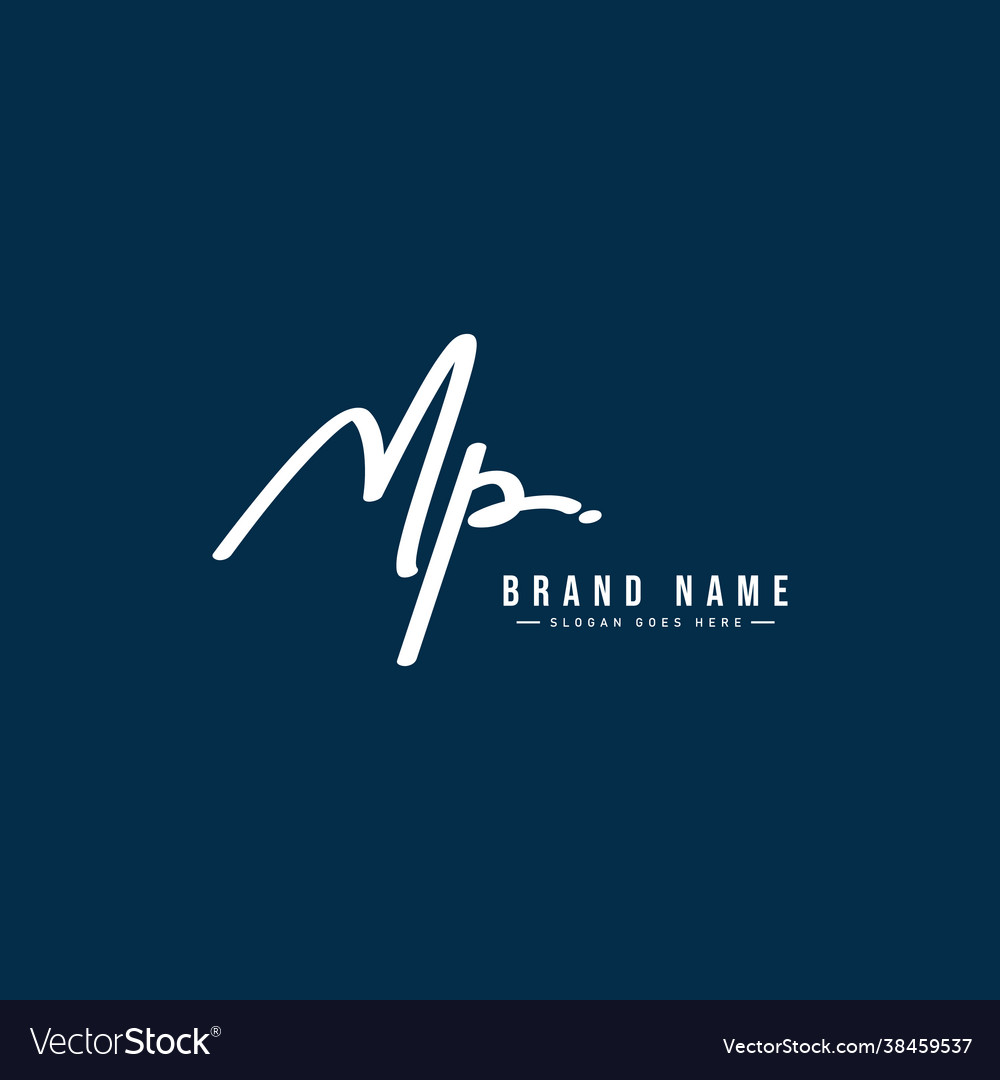 Handwritten signature logo for initial letter mp Vector Image