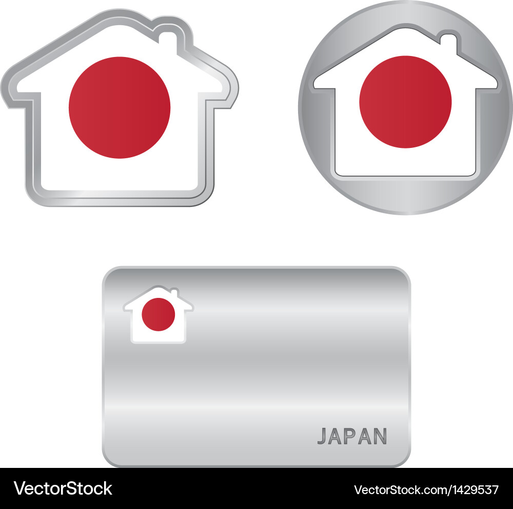 Home icon on the japan flag Royalty Free Vector Image