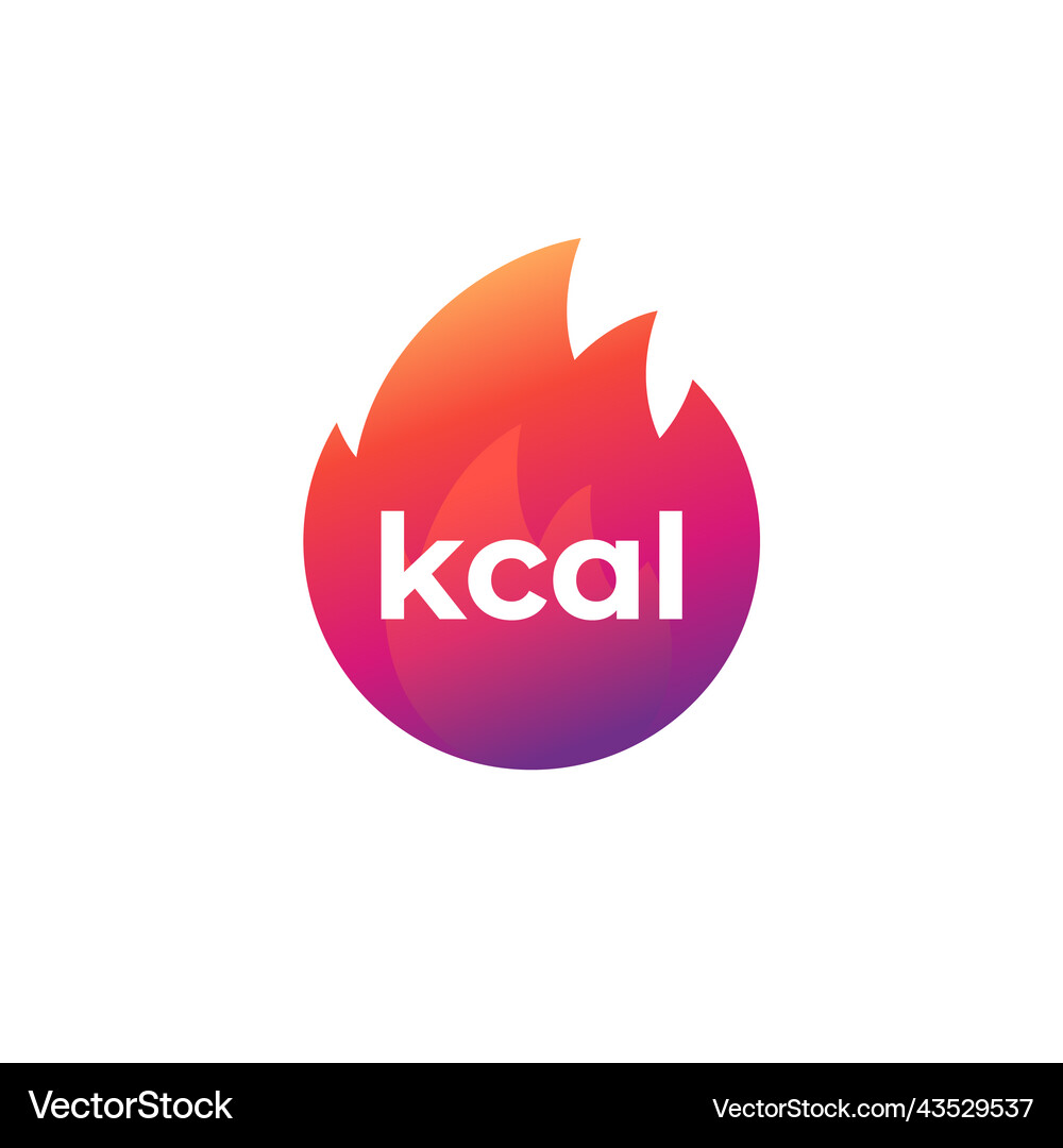 Kcal icon kilocalorie fat burning Royalty Free Vector Image