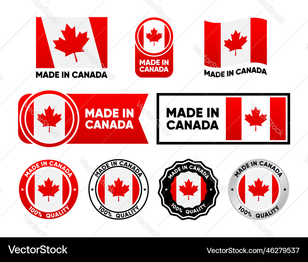 Made in canada label collection set of flat Vector Image