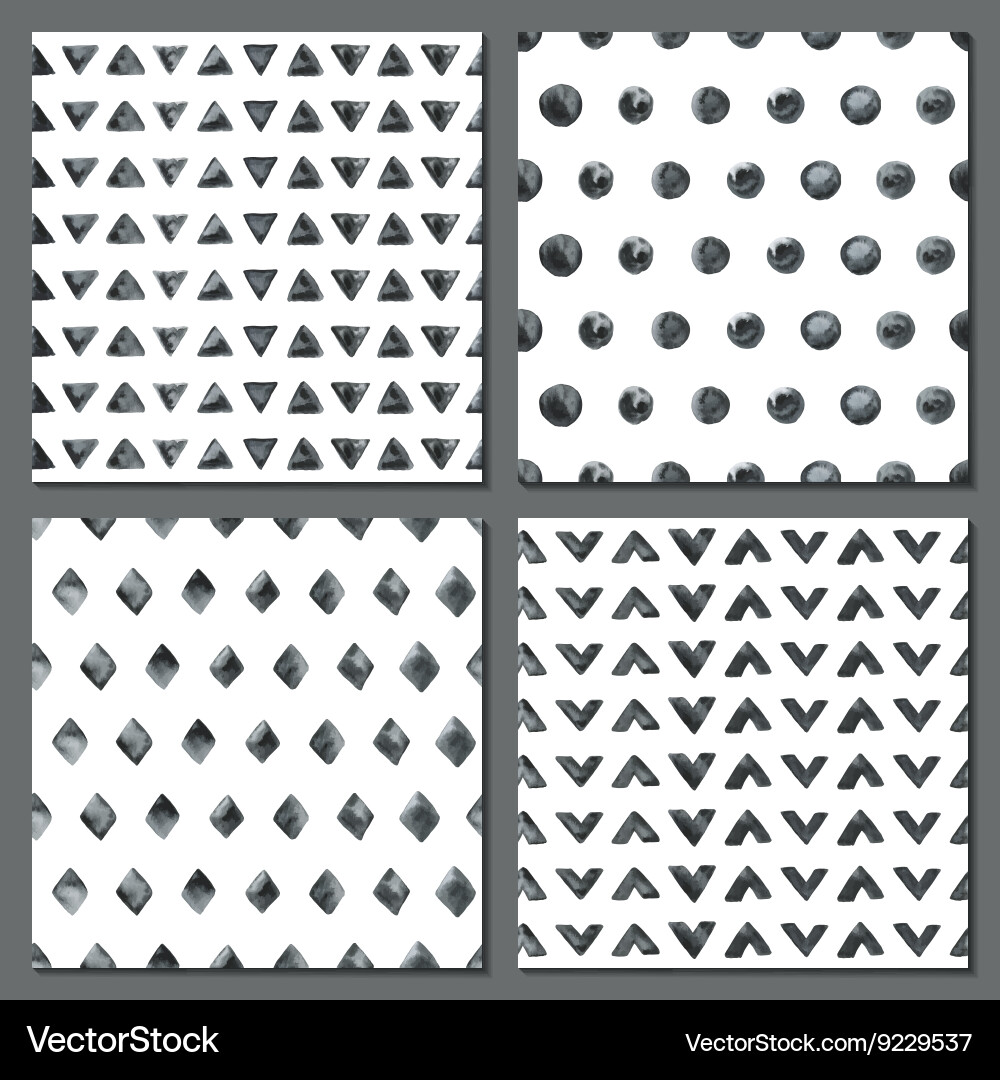 Set of four watercolor simple patterns Royalty Free Vector