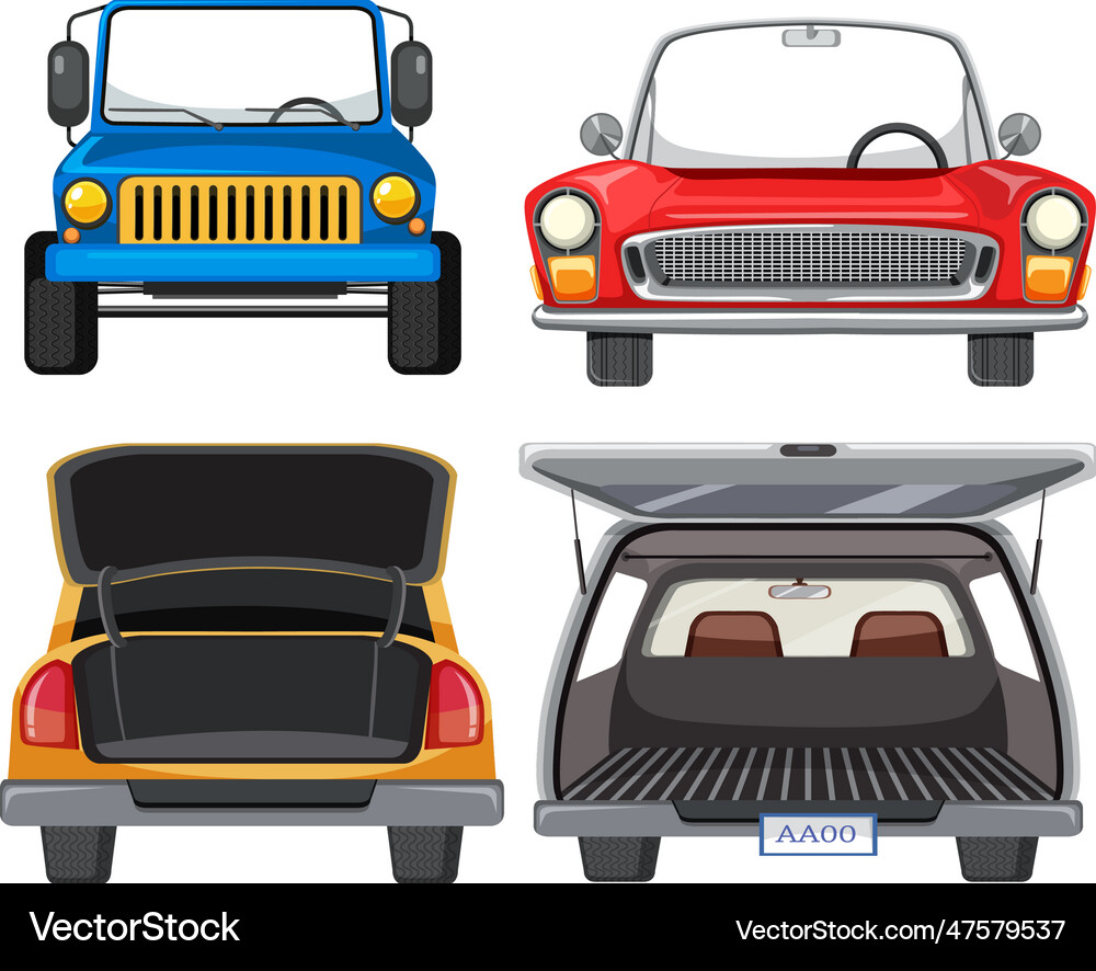 Vintage classic cars front and back view Vector Image
