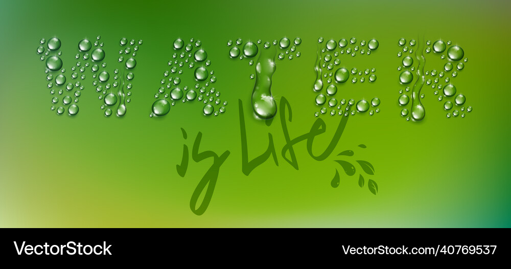 Water is life words designed with realistic Vector Image