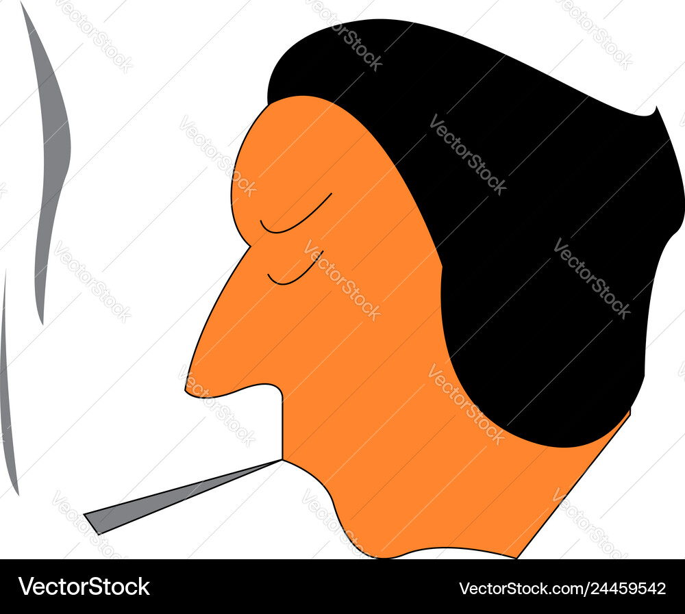 A tensed man smoking or color Royalty Free Vector Image