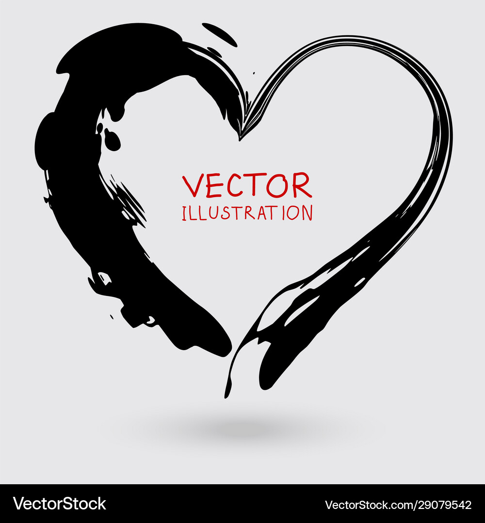 Abstract ink heart painted with a brush Royalty Free Vector
