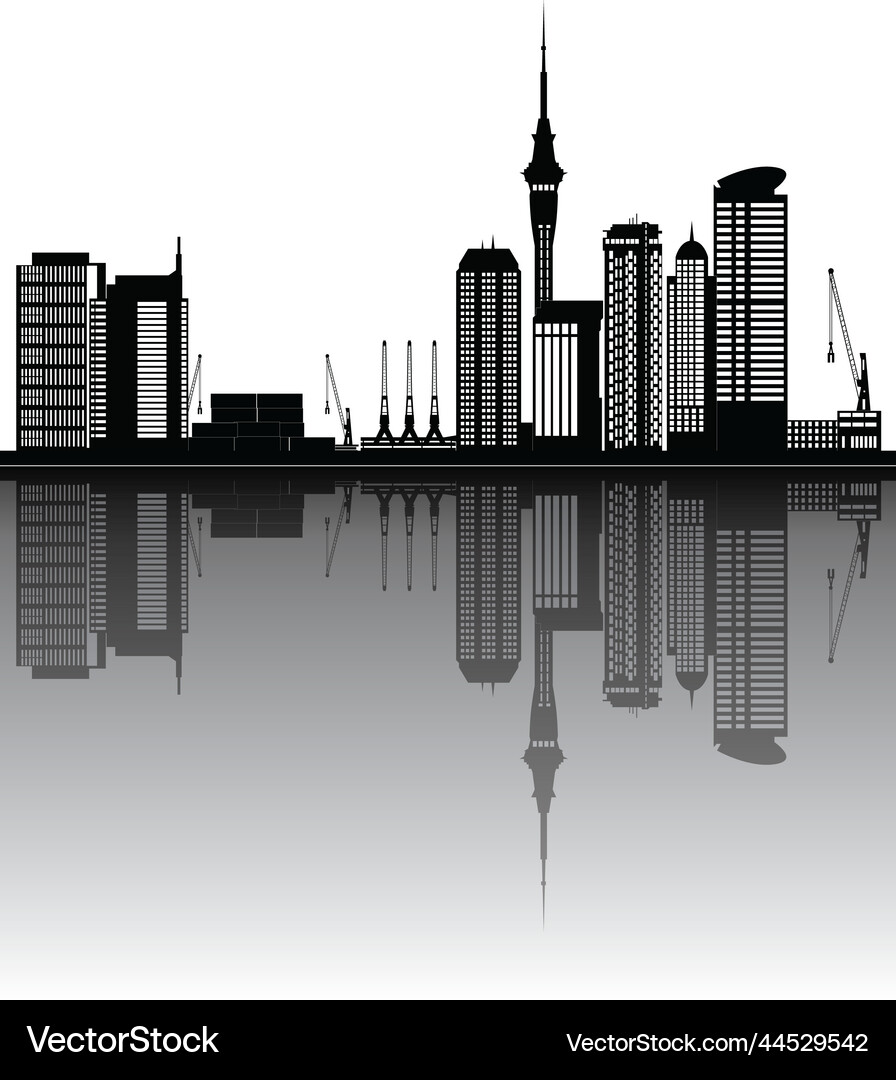 Auckland city skyline reflect Royalty Free Vector Image