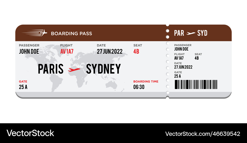 Brown and white airplane ticket design Royalty Free Vector