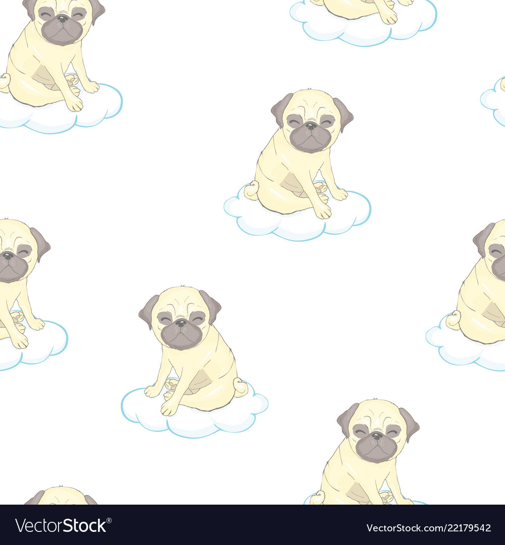 Cute pug pattern Royalty Free Vector Image - VectorStock