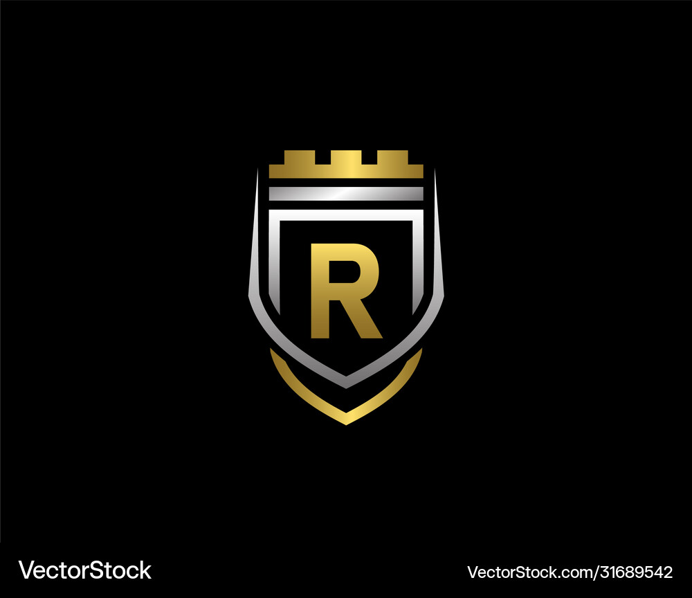 Gold heraldic r letter monogram elegant retro Vector Image