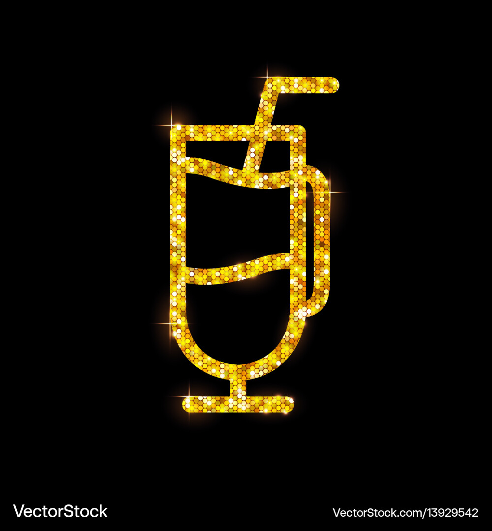 Golden cocktail flat icon irish coffee Royalty Free Vector