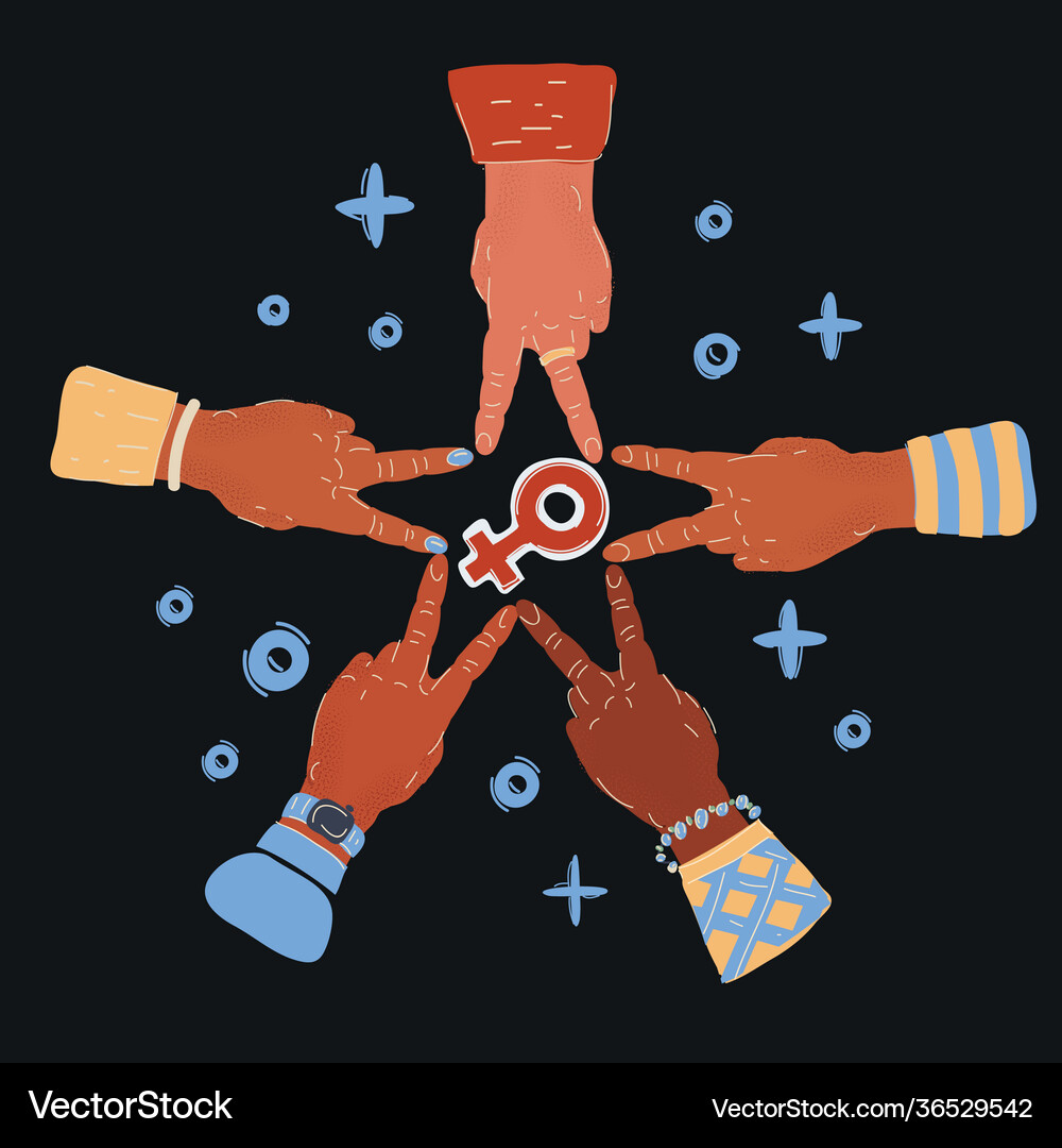 Hands together female sign Royalty Free Vector Image