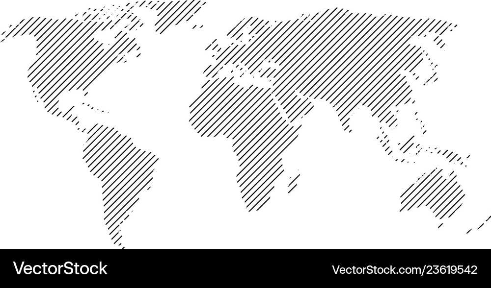 Hatched map of world striped design Royalty Free Vector