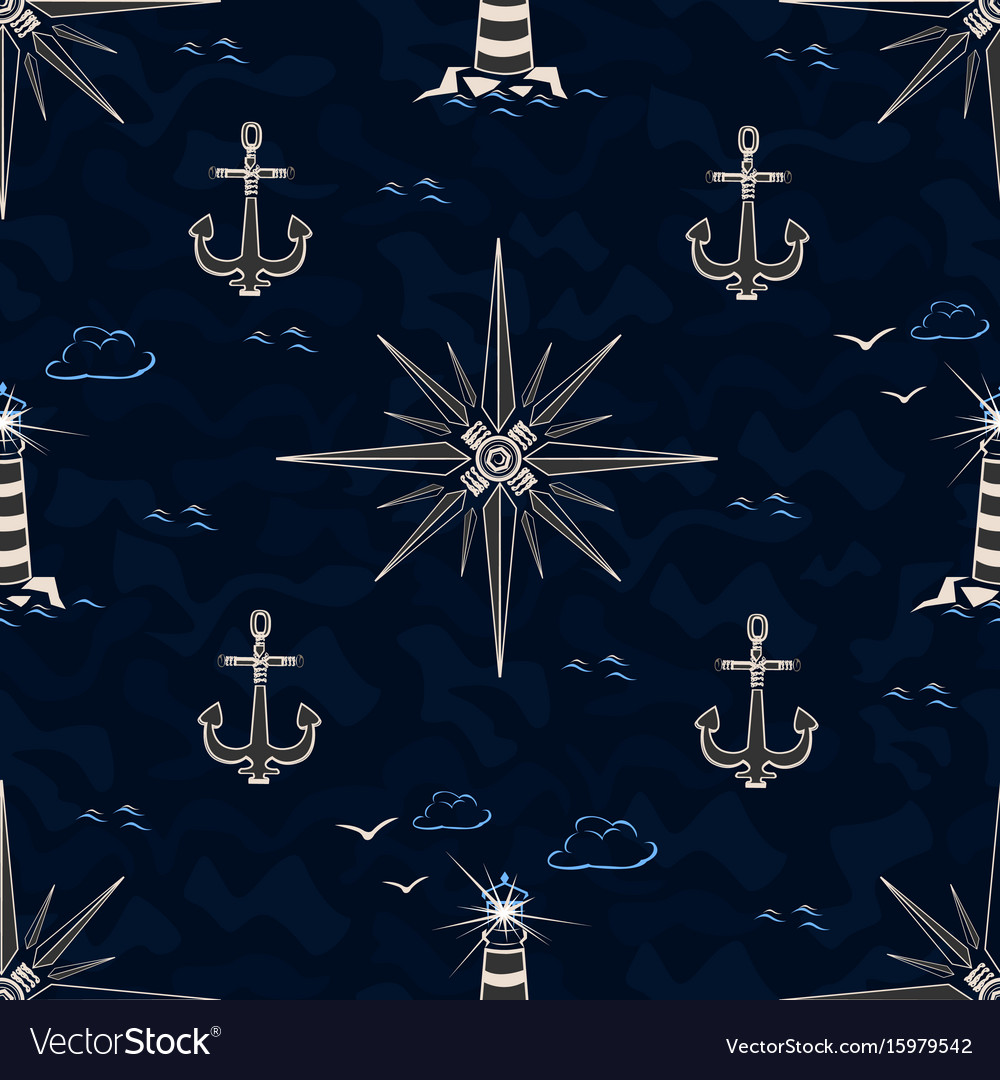 Marine pattern Royalty Free Vector Image - VectorStock