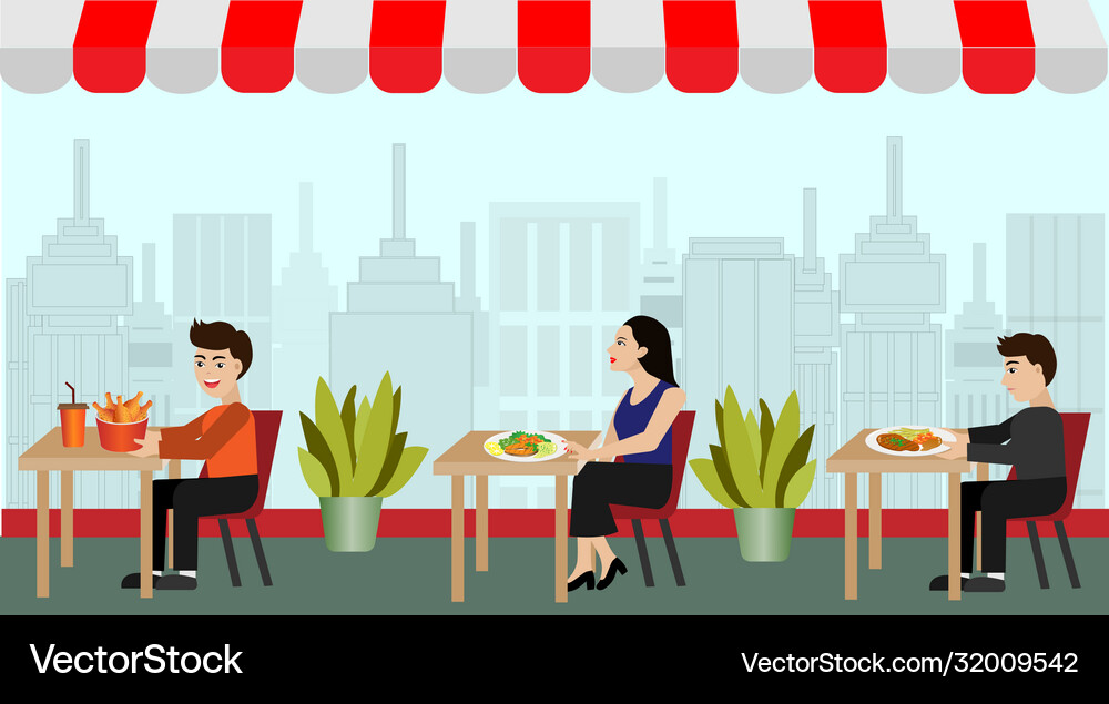 People have lunch in restaurant Royalty Free Vector Image